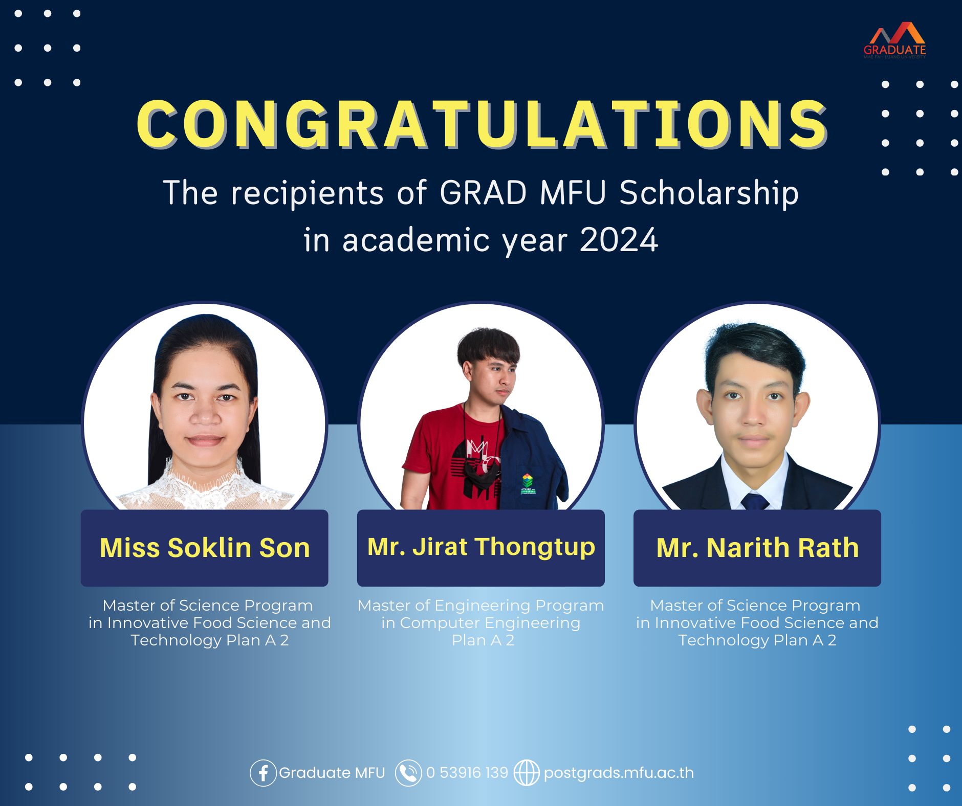 Congratulations To The Recipients The Scholarship In Academic Year 2024
